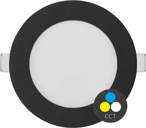 T-LED Černý vestavný LED panel kulatý 120mm 6W 24V CCT 102208