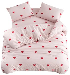 Růžové povlečení na jednolůžko/prodloužené s prostěradlem/3dílné 160x220 cm Red Heart – Mila Home
