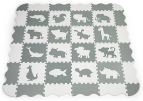 Pěnová puzzle podložka Animals šedá - 36 kusů