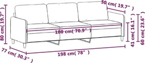 vidaXL 3místná pohovka 180 cm samet [359457] Barva: Tmavě šedá