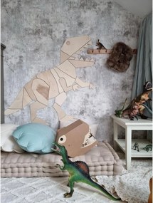 Dřevěná nástěnná dekorace Origami T-rex - dinosaurus do dětského pokoje XL