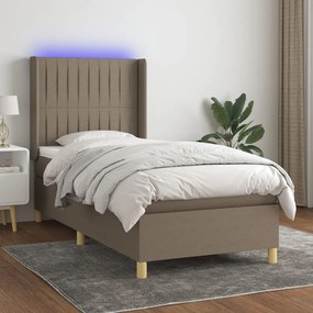 Box spring postel s matrací a LED taupe 100x200 cm textil