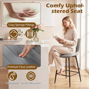 Costway Barové židle 2 sada vysokých kuchyňských stoliček s ergonomickým