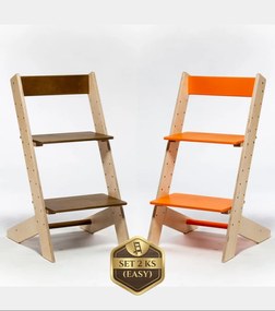 Lucas Wood Style - rostoucí židle EASY LINE zvýhodněný set 2 ks -  kaštan + oranžová