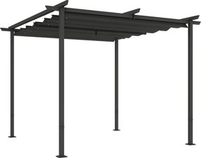 Outsunny zahradní pergola 3 x 3 m s nastavitelnou střechou, kovový rám, ochrana UPF30+, sluneční střecha na verandu, terasu, tmavě šedá