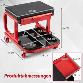Costway Pojízdná dílenská stolička s magnetickou zásuvkou, 150 kg