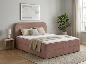 Čalouněná postel boxspring FORENA 160x200 cm starorůžová Matrace: Matrace Bonell pružinová