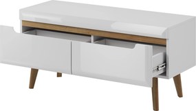 PSK Televizní skříňka NADIA, Bílá lesk/Dub Riviera 107 cm