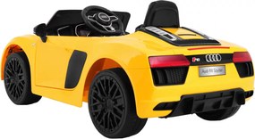 Ramiz Elektrické autíčko Audi R8 Spyder pro děti žluté + dálkové ovládání + EVA + pomalý start + rádio MP3 + LED