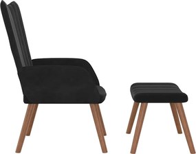 Relaxační křeslo se stoličkou černé samet 327672