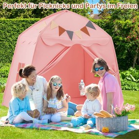 Costway Playhouse Dětský vnitřní dětský stan s vlajkami a pohádkovými světly