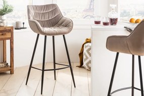 Invicta Interior Designová barová sametová židle dubová - Luzian
