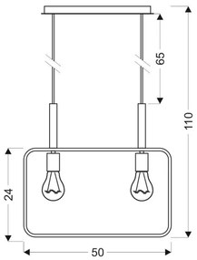 Lustr na lanku FRAME 2xE27/60W/230V černá