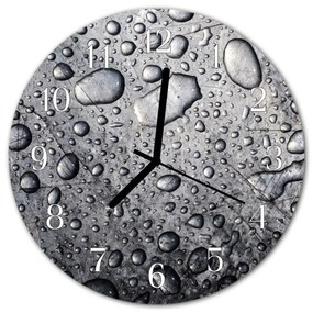Skleněné hodiny kulaté kapky fi 30 cm
