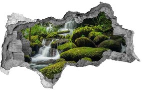 Wallmuralia Díra 3D ve zdi na stěnu Vodopád v lese 95x73 cm