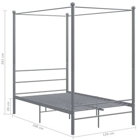 vidaXL Marketos Rám postele s nebesy šedý kovový 120 x 200 cm