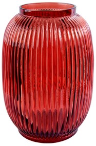 Skleněná váza STRIA, červená, 20 cm