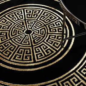 Dywany Łuszczów, Kusový koberec Allure 1968 black/gold kruh, 200x200 (průměr) kruh, černá, kancelář