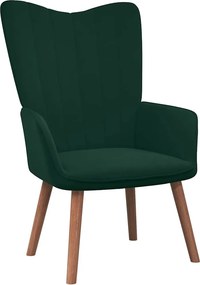 Relaxační křeslo se stoličkou tmavě zelené samet 327668
