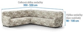 Bielastické potahy MARMO béžové rohová sedačka (š. 350 - 530 cm)