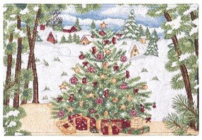 SCANquilt prostírání MOTIV LUREX vánoční strom zelenobílá prostírání cca 30 x 45 cm
