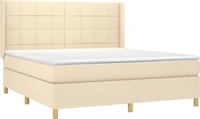 Box spring postel s matrací a LED krémová 180x200 cm textil 3138898