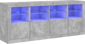 Příborník s LED osvětlením betonově šedý 163 x 37 x 67 cm 3209075
