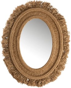 DNYMARIANNE -25% Jutové oválné závěsné zrcadlo J-Line Ivar 97 x 78 cm
