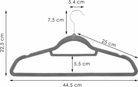 Velurová ramínka 44,5 cm, šedá, 20ks SPRINGOS HG0061