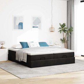 Osmanský rám postele s matrací černý 200x200cm textil 3311250