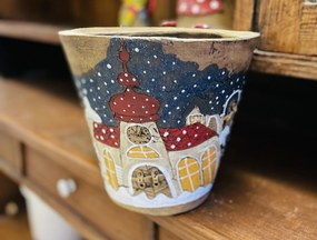 Keramika Javorník Květináč velký  - vánoční městečko