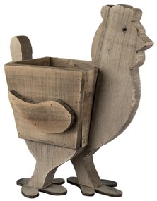 Dřevěný dekorační obal na květináč Slepice – 35x18x40 cm
