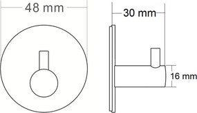 Sapho Sapho, Věšáček samolepící, kulatý, broušená nerez, 32201