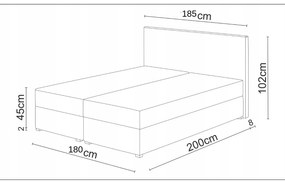 Manželská postel Boxspring 180 cm Lilac (vzor + černá) (s matrací a úložným prostorem). 1046662