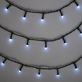 Vnitřní vánoční řetěz s 7mm mini kuličkami, studená bílá, 50m, 320 LED,