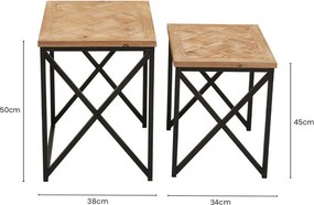 Odkládací stolky v sadě 2 ks z jedlového dřeva 38x51 cm Kickford – Premier Housewares