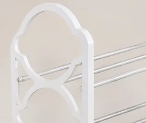 botník, 4 patra, kov/plast, 55x42x18 cm, stříbrná/bílá, Dekorino BB20260006