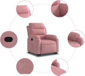 Zvedací polohovací křeslo růžové samet 3205096