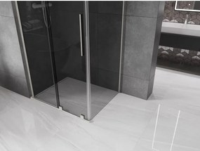 Mexen Velar L, sprchový kout s posuvnými dveřmi 100 x 110 cm, 8mm šedé sklo, broušená ocel, 871-100-110-43-97