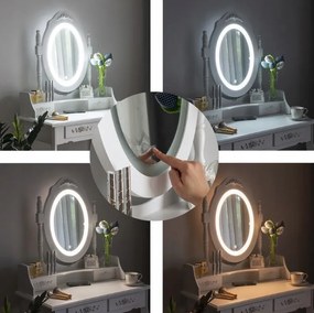 Bílý toaletní stolek s LED osvětlením ve vintage stylu