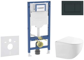 Geberit Duofix - Set předstěnové instalace, kompaktního klozetu Gaia a sedátka softclose, tlačítko Sigma20, černá lesk/černá mat SANI11CA5120B