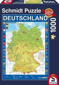 SCHMIDT Puzzle Mapa Německa / 1000 dílků / 49,3 x 69,3 cm