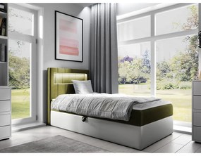 Kontinentální jednolůžková postel Junior Ribezo 1, Strana: pravá, Rozměr postele: 100x200, Barva:: ekokoža Soft 017 (biała) + Fresh 11