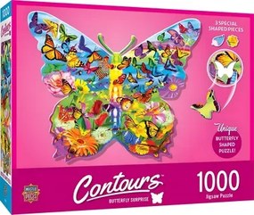 MASTERPIECES Obrysové puzzle Motýlí překvapení / 1000 dílků / 87 × 60