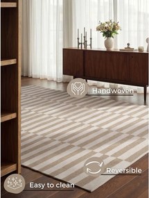 Bílý/světle hnědý oboustranný/ručně tkaný vlněný koberec 200x300 cm Vika – Hanse Home