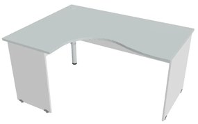 Stůl ergo pravý 160*120 cm - Hobis Gate GE 2005 P Dekor stolové desky: šedá, Dekor lamino podnože: bílá, Barva nohy: stříbrná