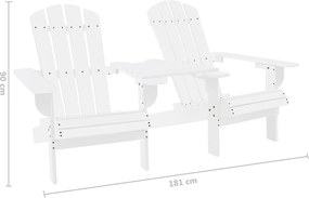 Zahradní židle Adirondack s čajovým stolkem masivní jedle bílé 310067