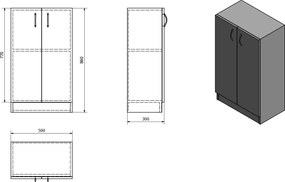 Aqualine Aqualine, SIMPLEX ECO nízká skříňka 50x86x30cm, SIME540