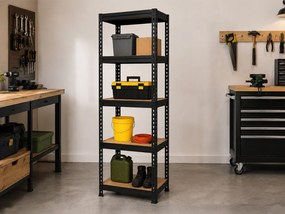 Regál 183x40x40 cm lakovaný 5-policový, nosnost 100 kg, RIVET - černý