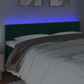 Čelo postele s LED tmavě zelené 160x5x78/88 cm samet 3121907